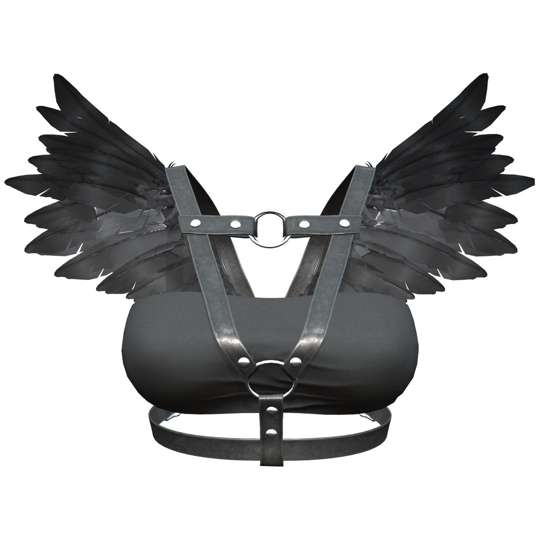 Tube Bralet Top With Straps And Black Feathers Wing 3D Model ...