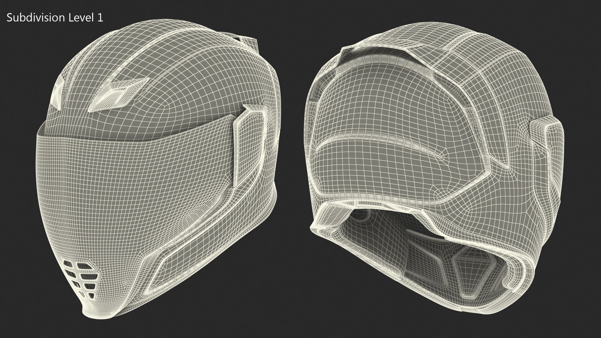 Full Face Bike Racing Helmet Grey 3D model - TurboSquid 2065884