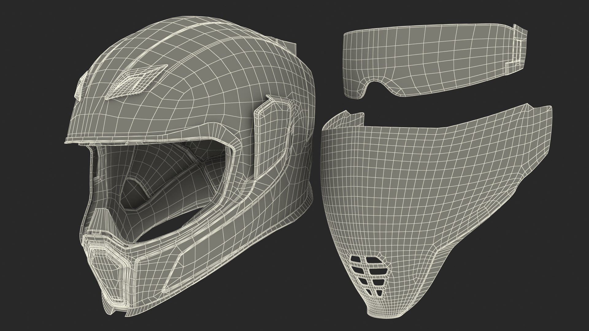 Full Face Bike Racing Helmet Grey 3D model - TurboSquid 2065884