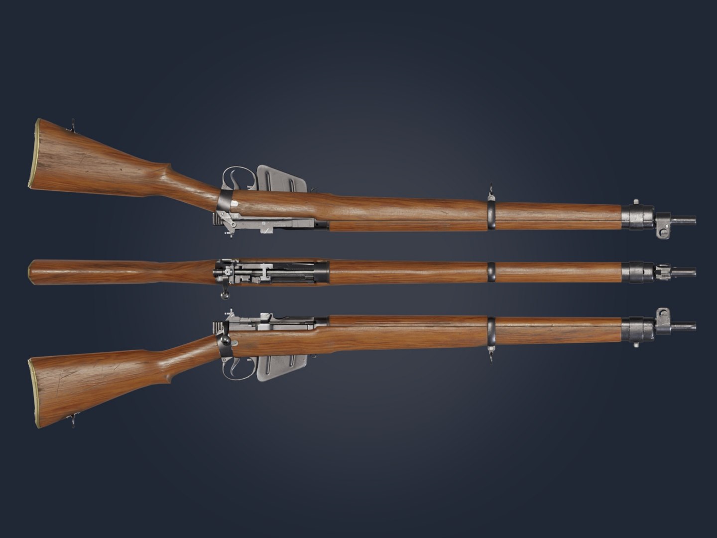 Lee-Enfield No 4 MkI Rifle - Midpoly PBR 3D - TurboSquid 2010124