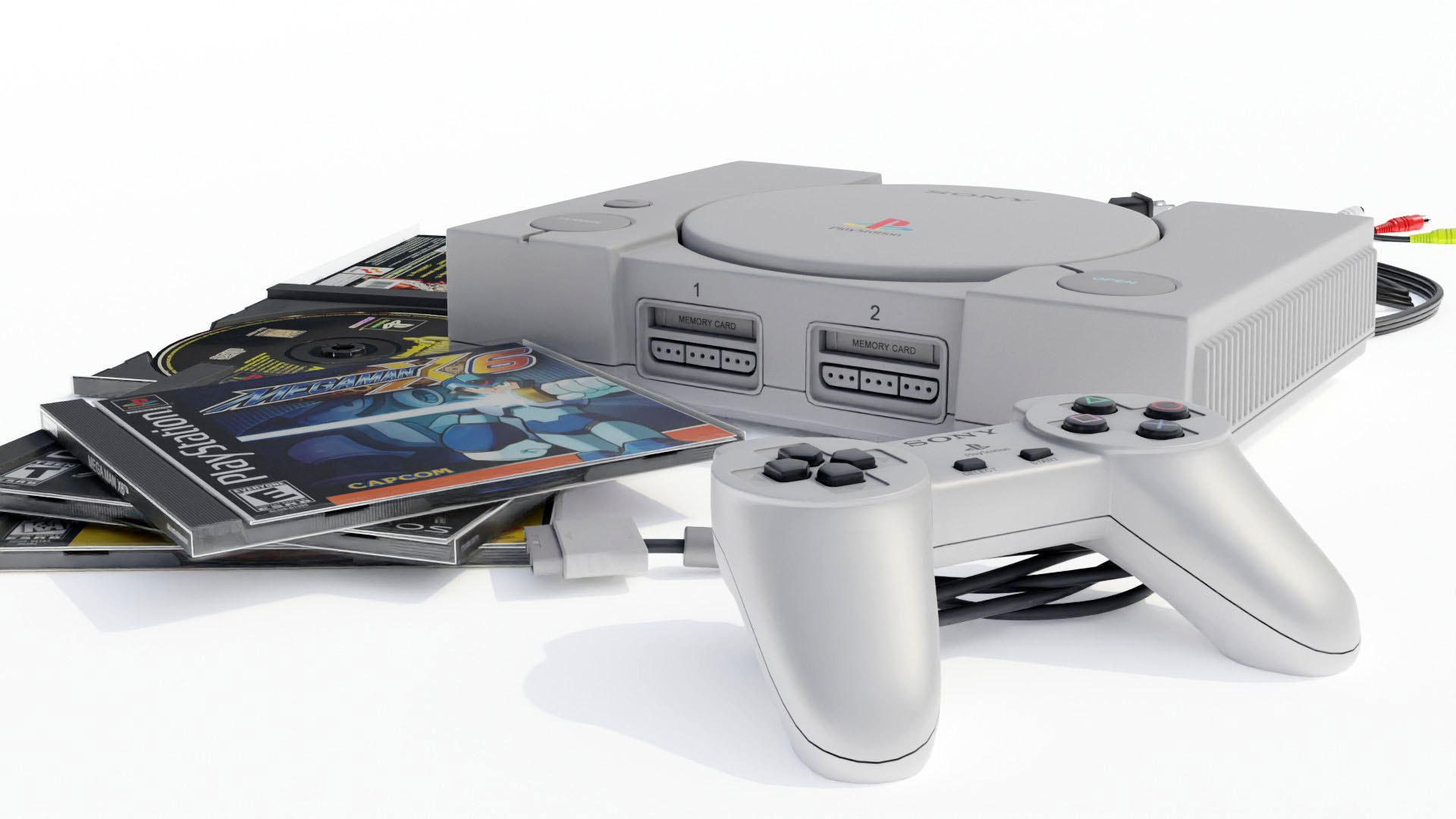 Playstation One Console Controller And Games 3D - TurboSquid 1950170
