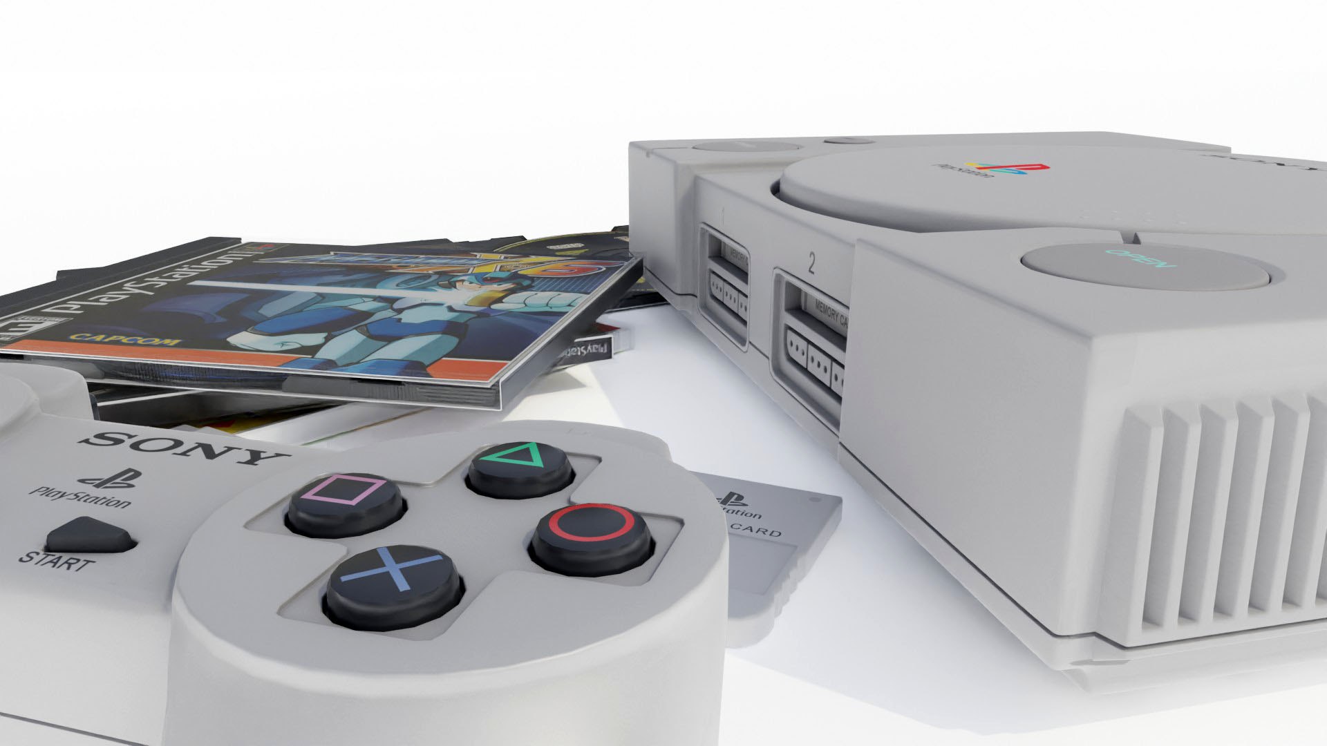 Playstation One Console Controller And Games 3D - TurboSquid 1950170