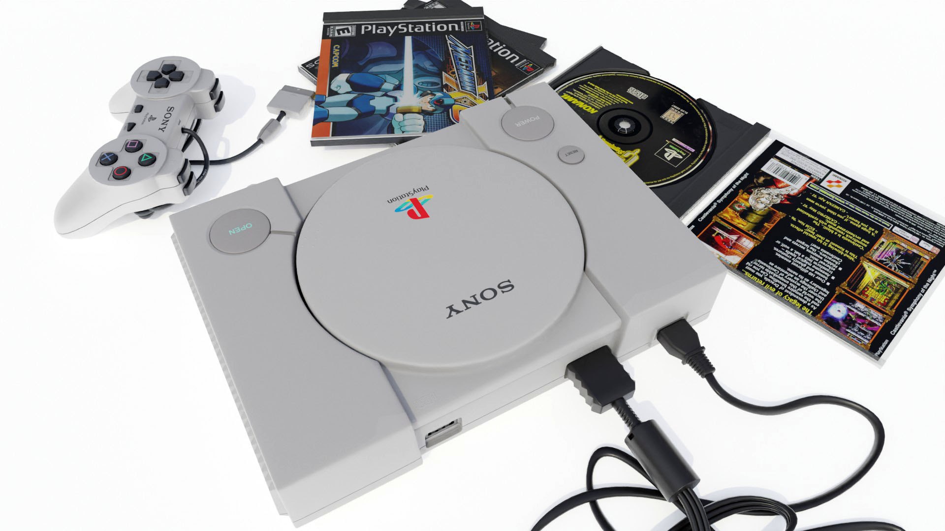 Playstation One Console Controller And Games 3D - TurboSquid 1950170