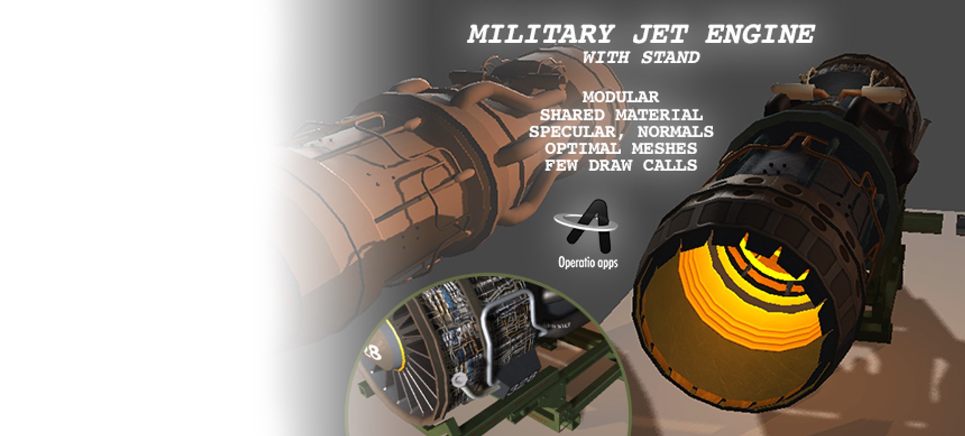 Military Jet Engine Stand C4d