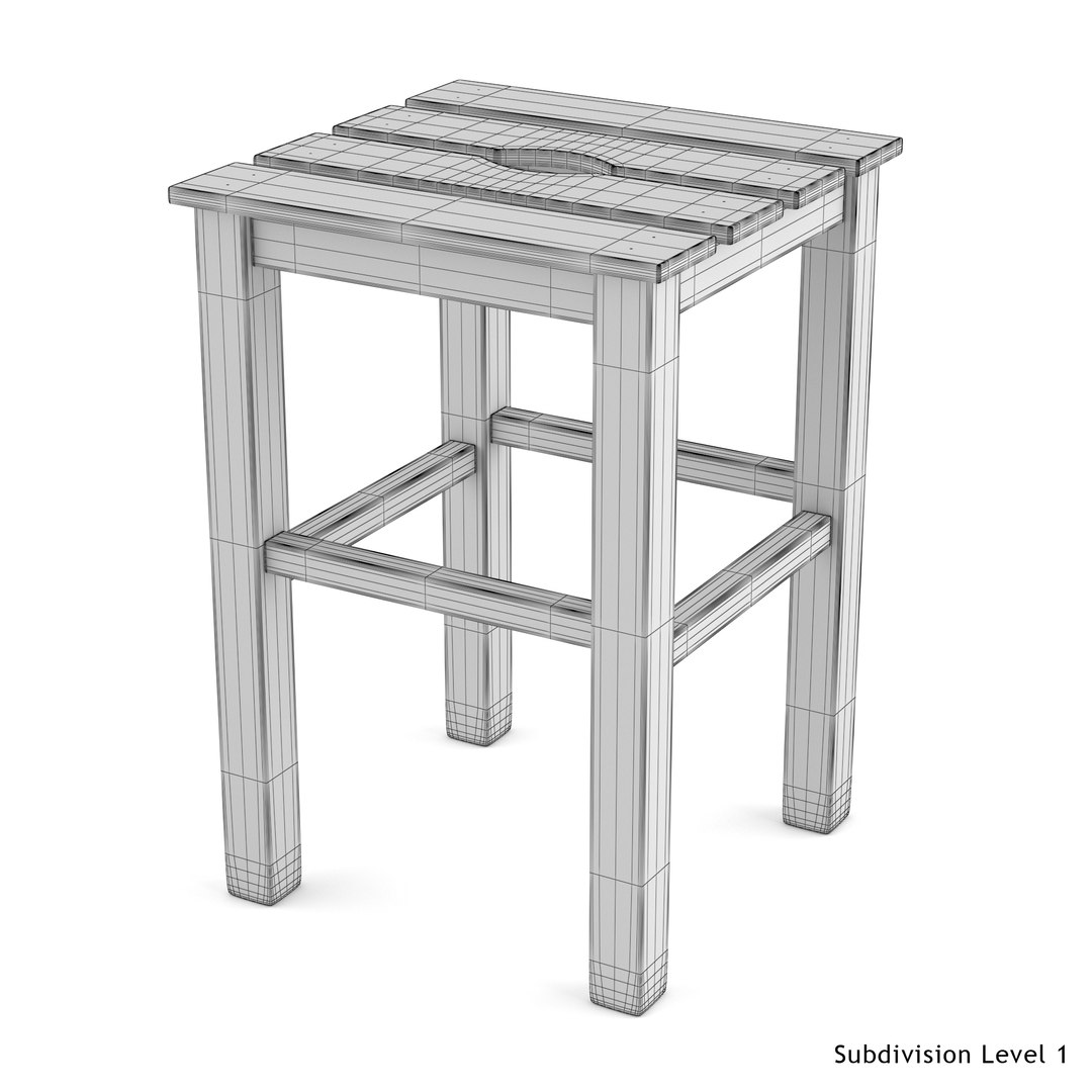 3D Wooden Stool Oak Model - TurboSquid 1763818