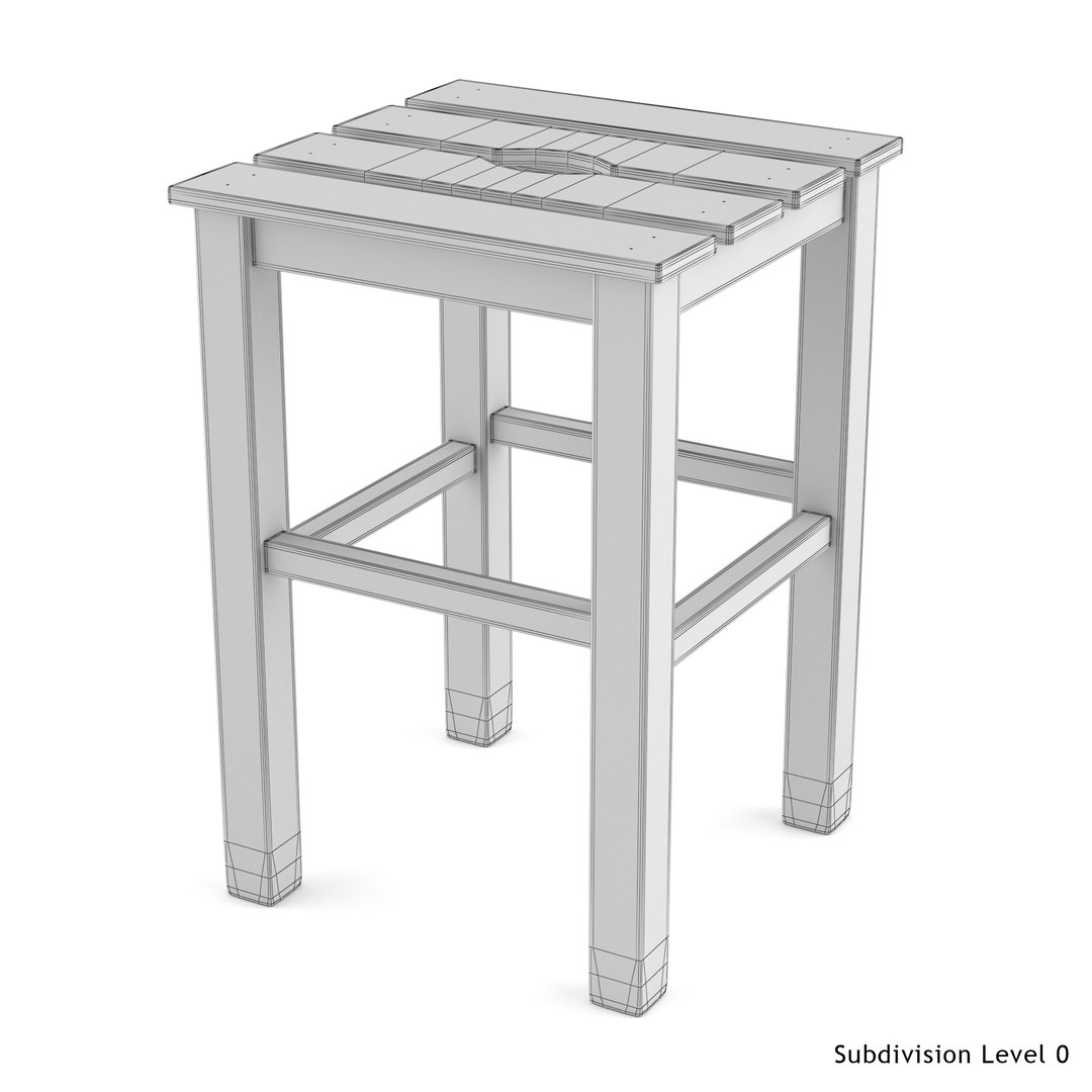 3D Wooden Stool Oak Model - TurboSquid 1763818
