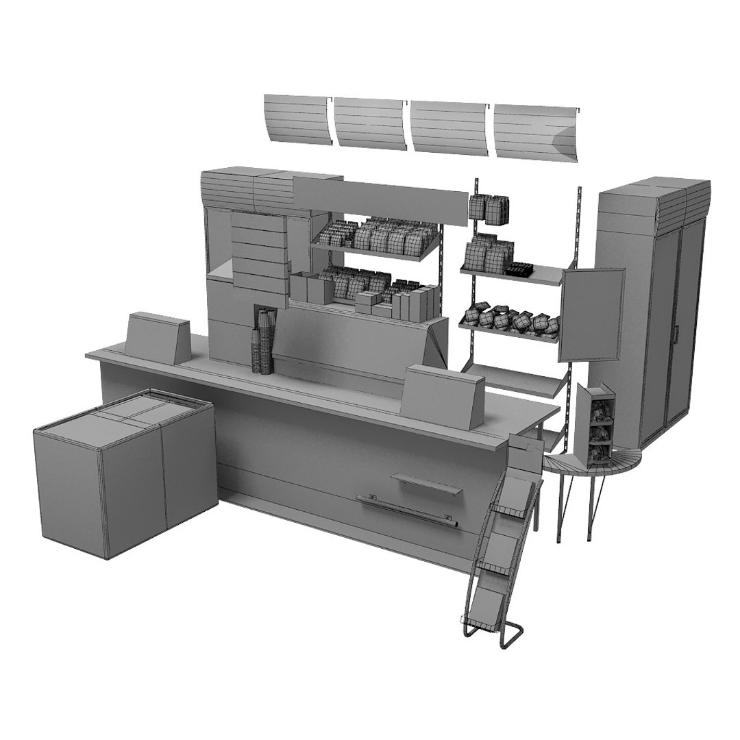 3d Kiosk Furniture Building Model