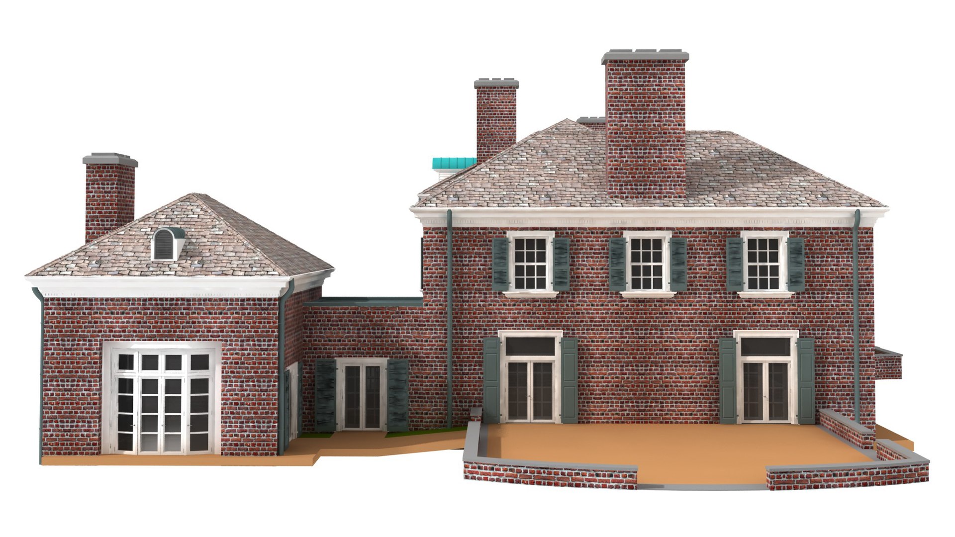 3D Classic English Red Brick House Building Model - TurboSquid 1956002