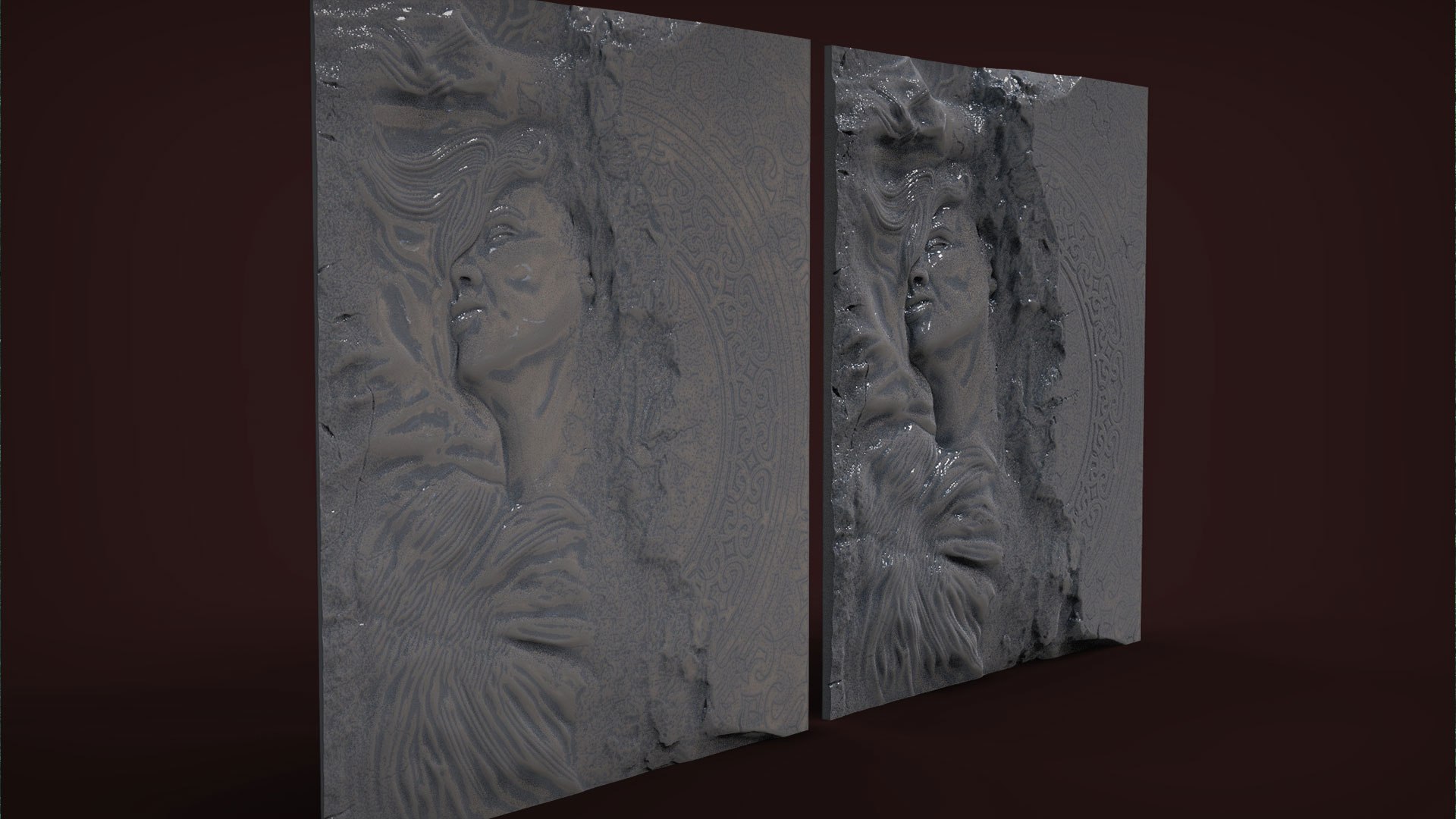 Woman bas relief wall decor 3D model - TurboSquid 2123336