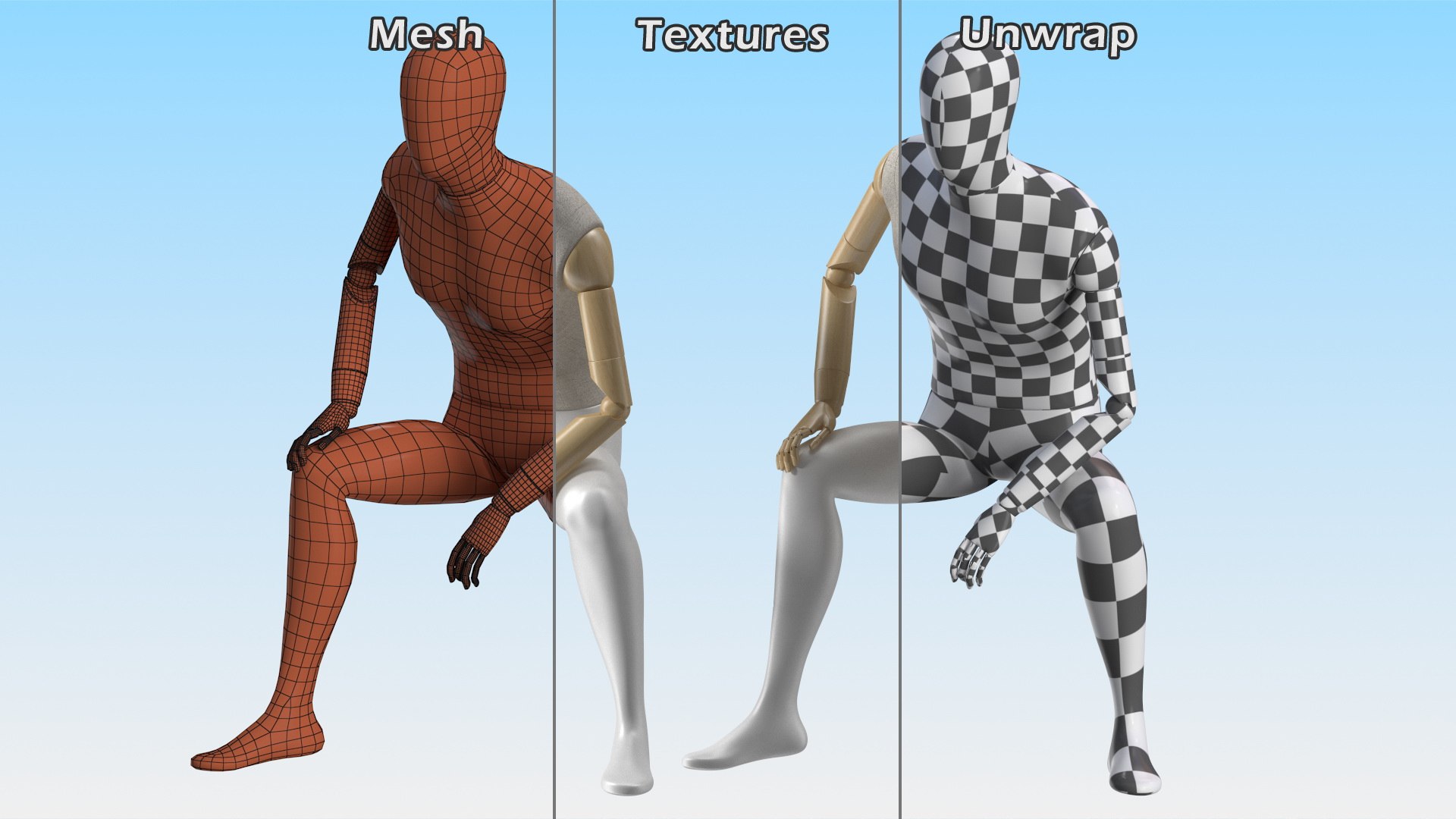 3D Flexible Manikin Sitting Pose - TurboSquid 1845141