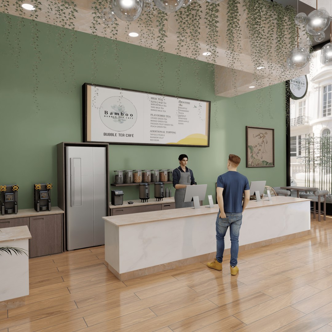 Bamboo Bubble Tea Cafe Blender Scene 3D Model - TurboSquid 2301139