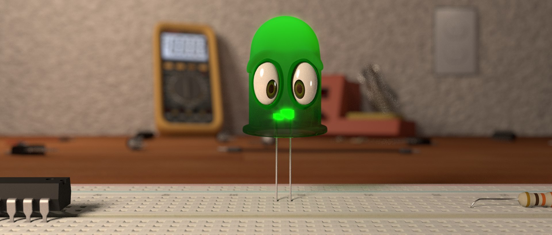 3d character animation led lights model