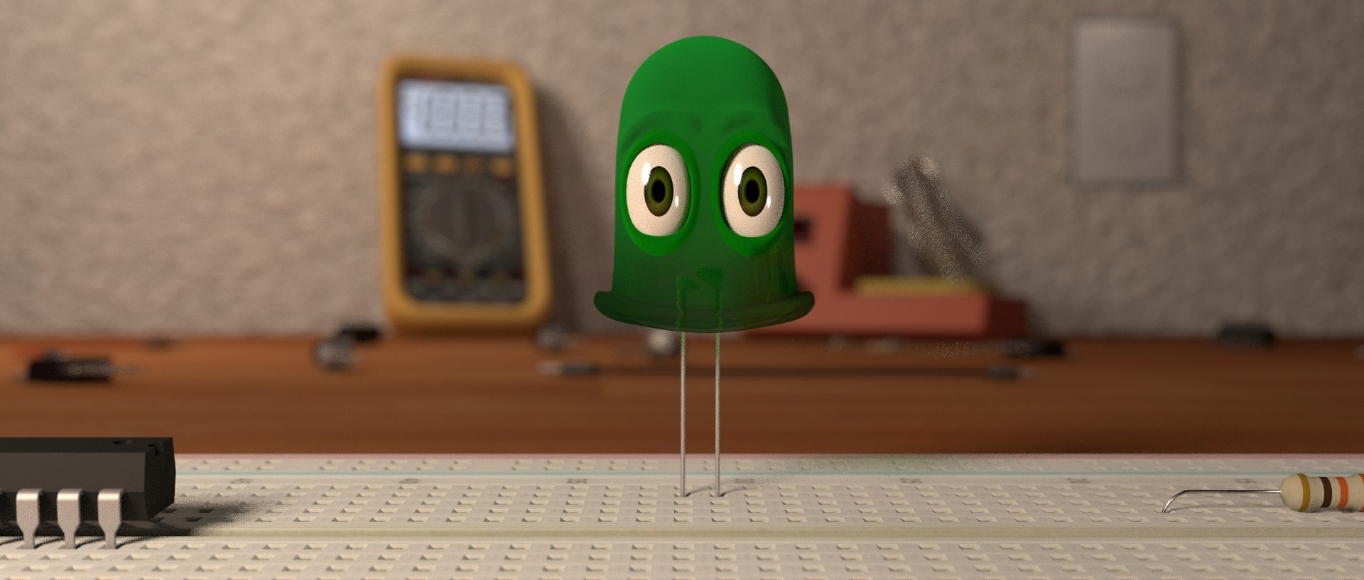 3d character animation led lights model