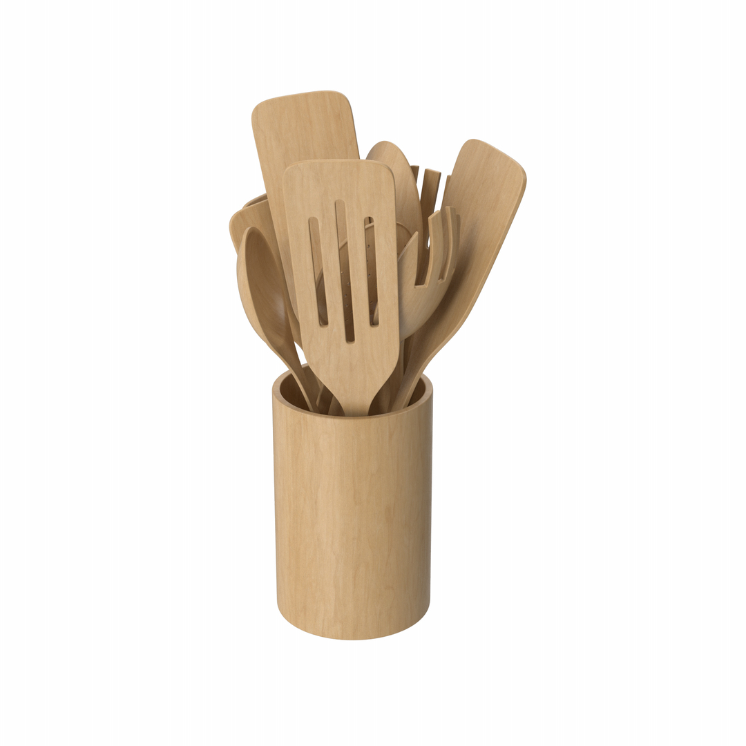 3D Kitchen Wooden Utensils In Mug Model - TurboSquid 2348764