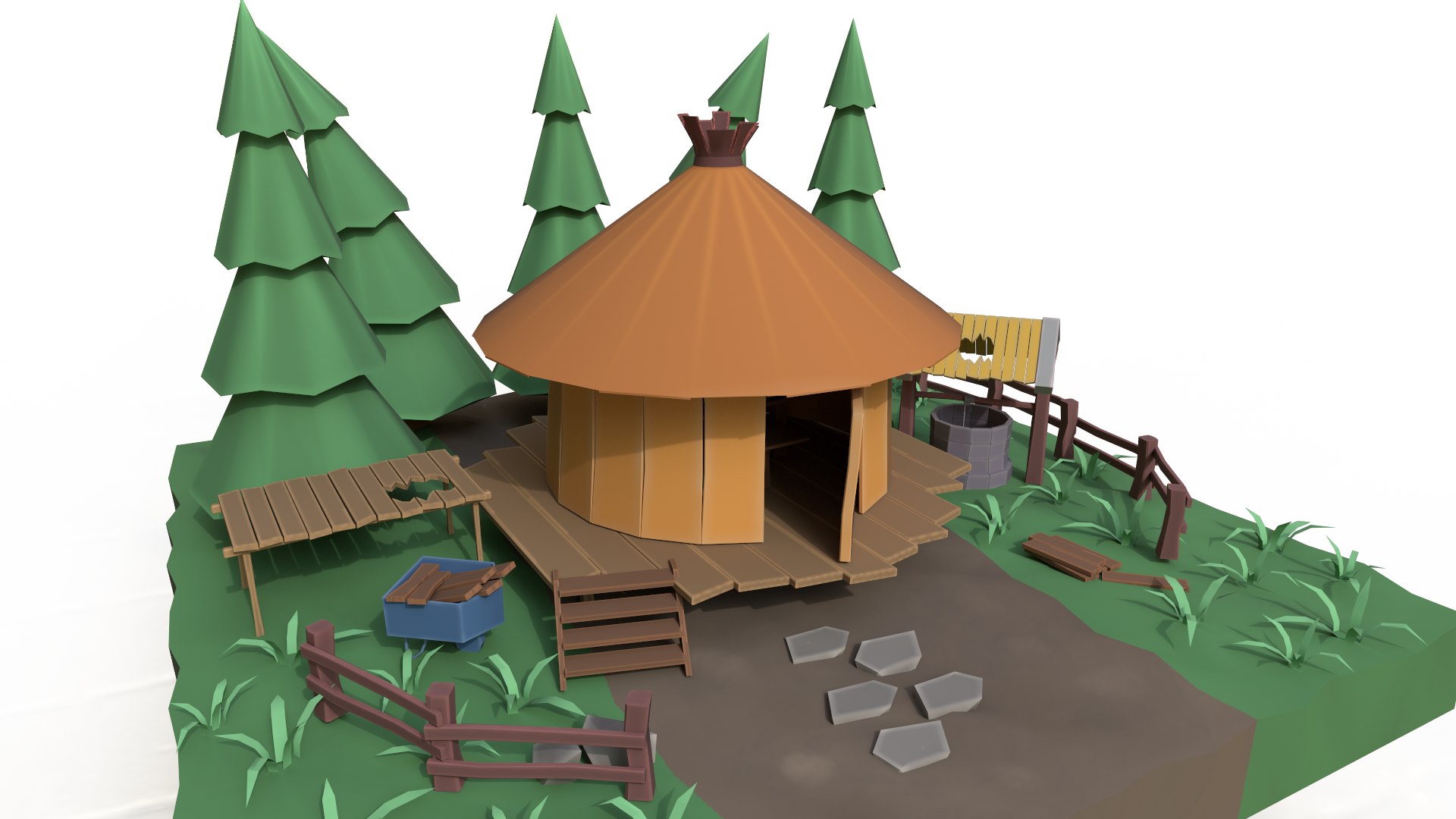 Low Poly Sumarai Fishing Hut 3D Model - TurboSquid 2255747