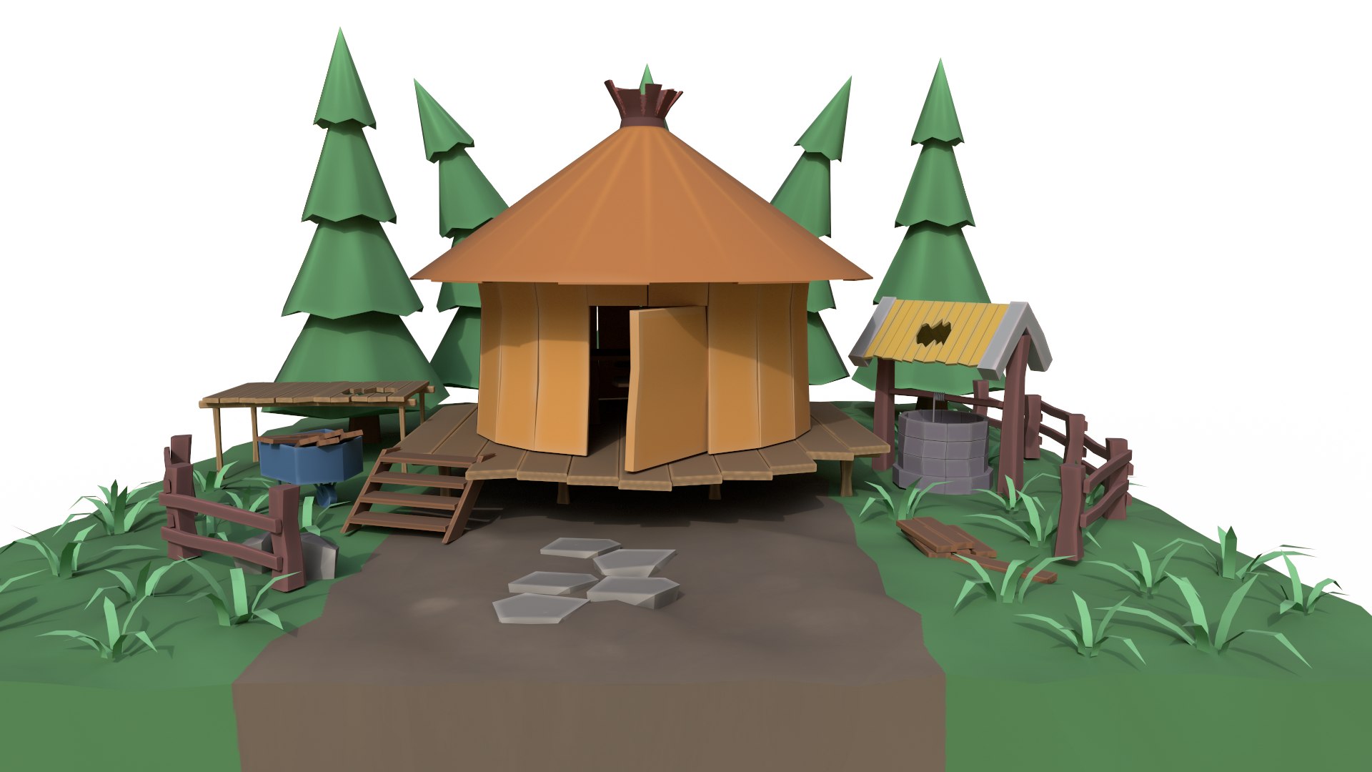 Low Poly Sumarai Fishing Hut 3D Model - TurboSquid 2255747