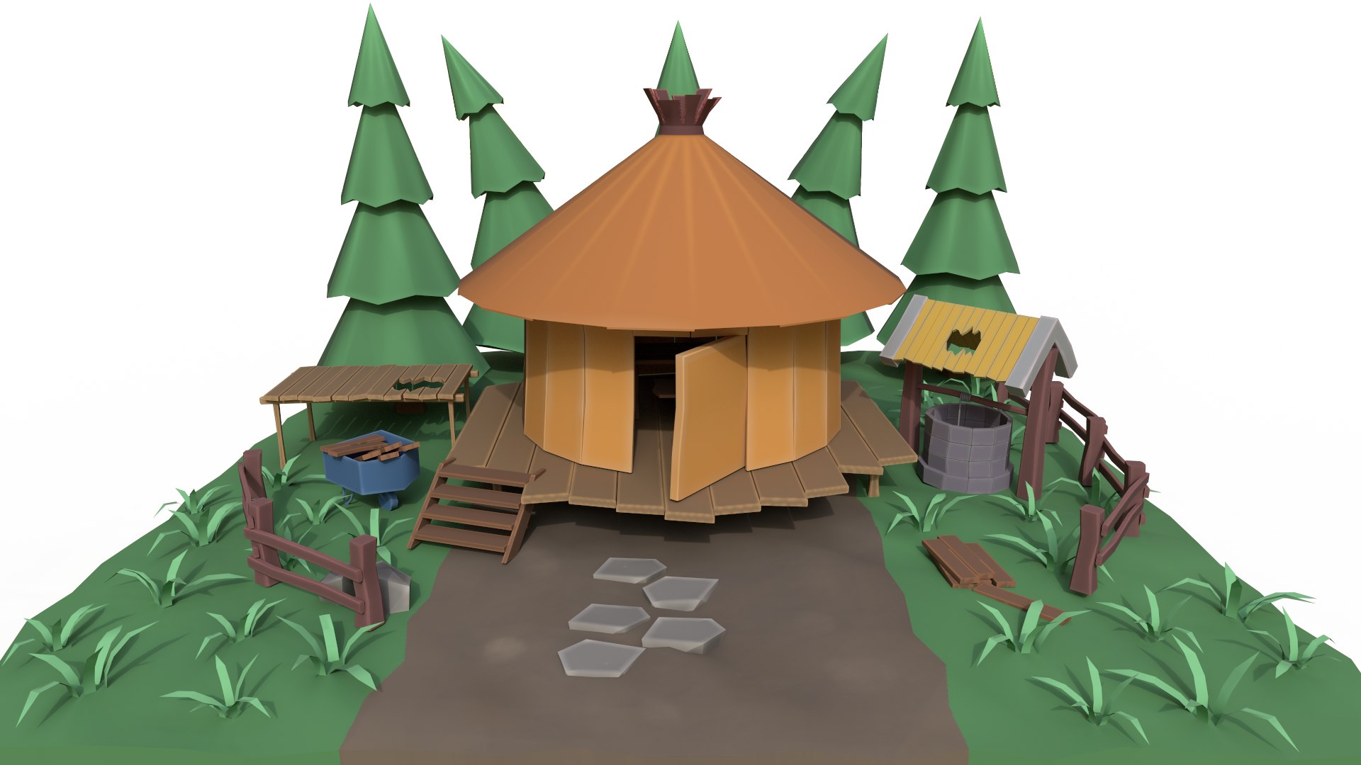 Low Poly Sumarai Fishing Hut 3D Model - TurboSquid 2255747