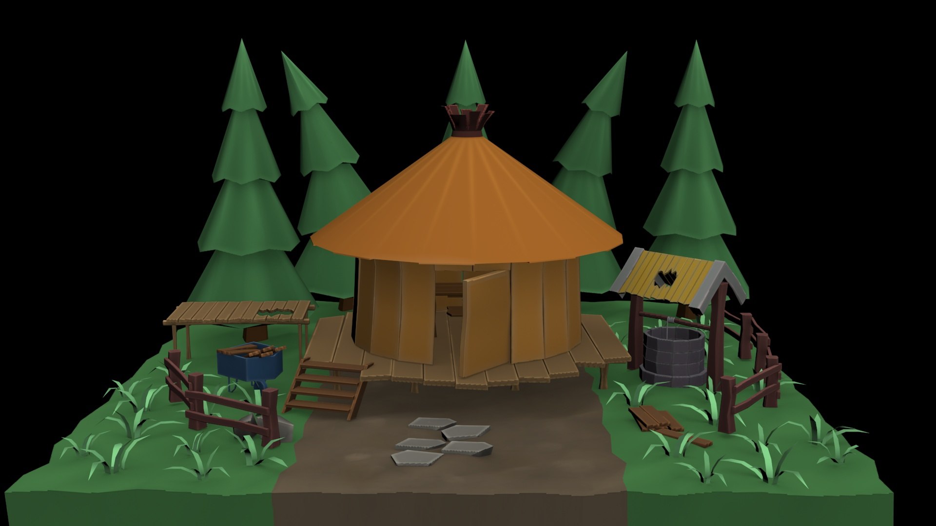 Low Poly Sumarai Fishing Hut 3D Model - TurboSquid 2255747