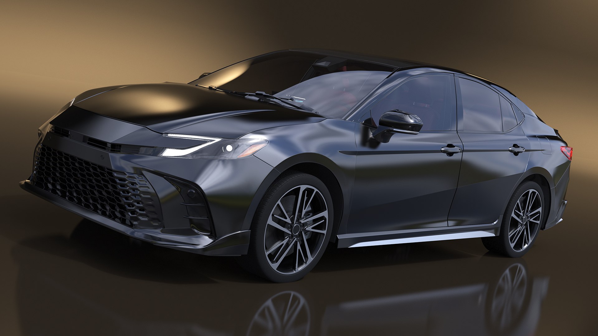 Mid Size Sedan Black Simplified 3D Model - TurboSquid 2339757