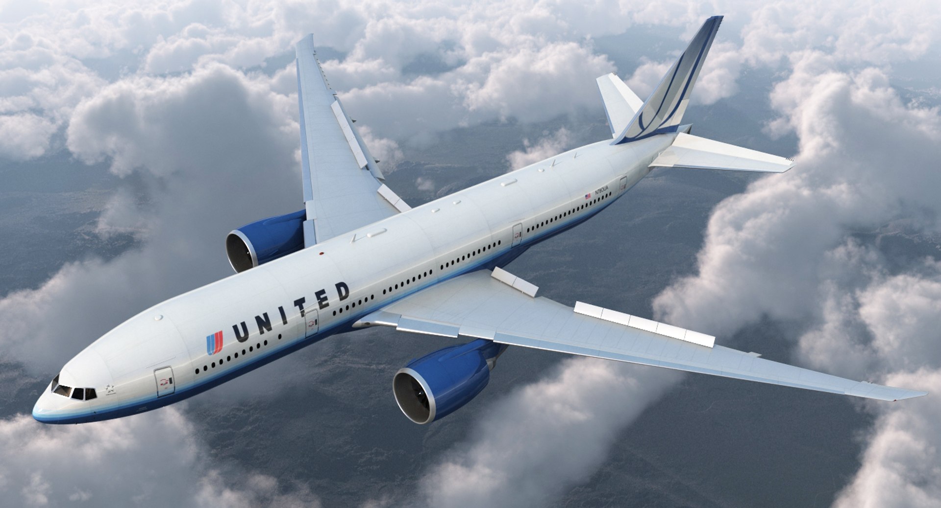 3d Boeing 777 200lr United Airlines