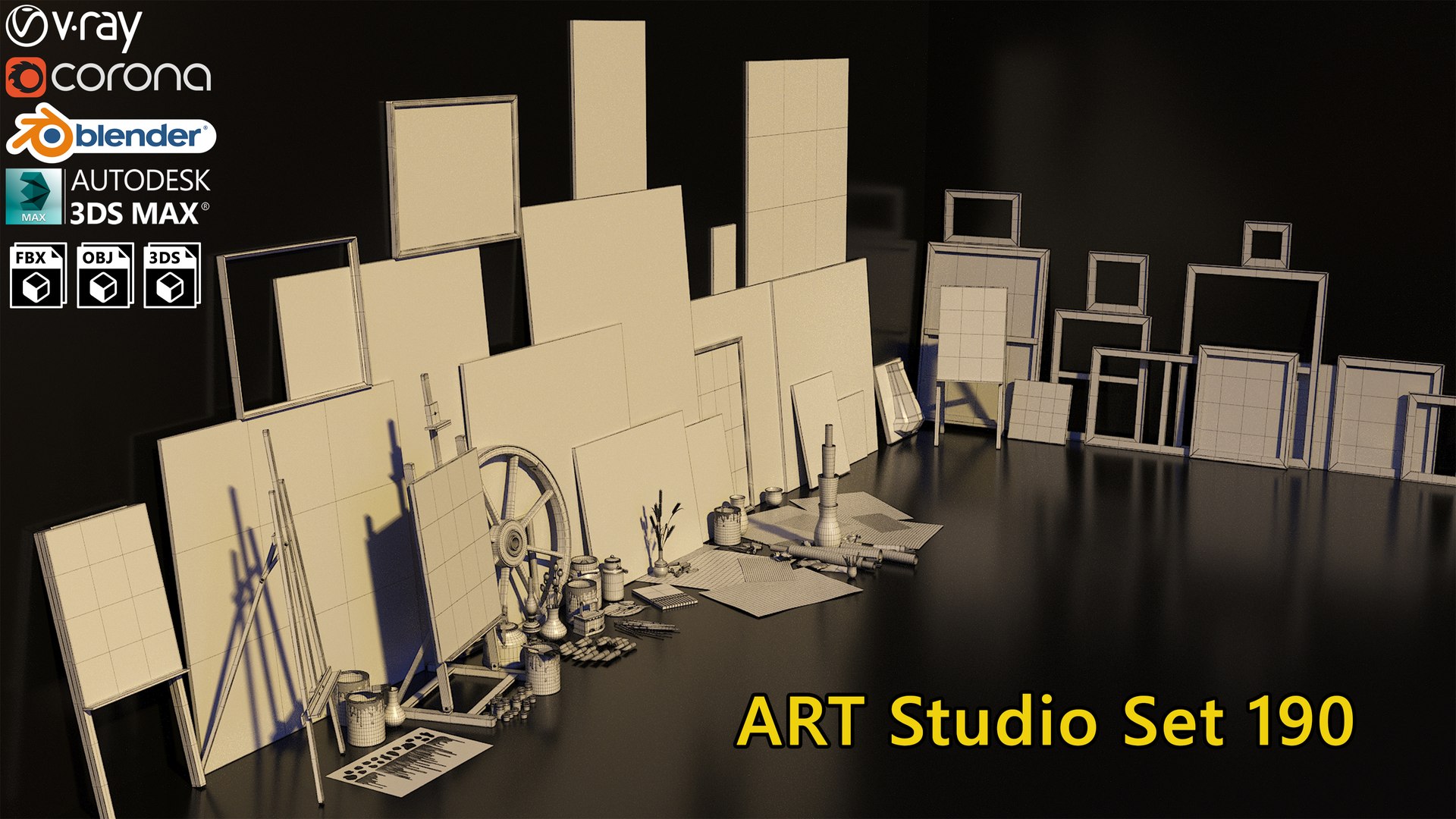 3D Model Artist Studio Set 190 - TurboSquid 1649657