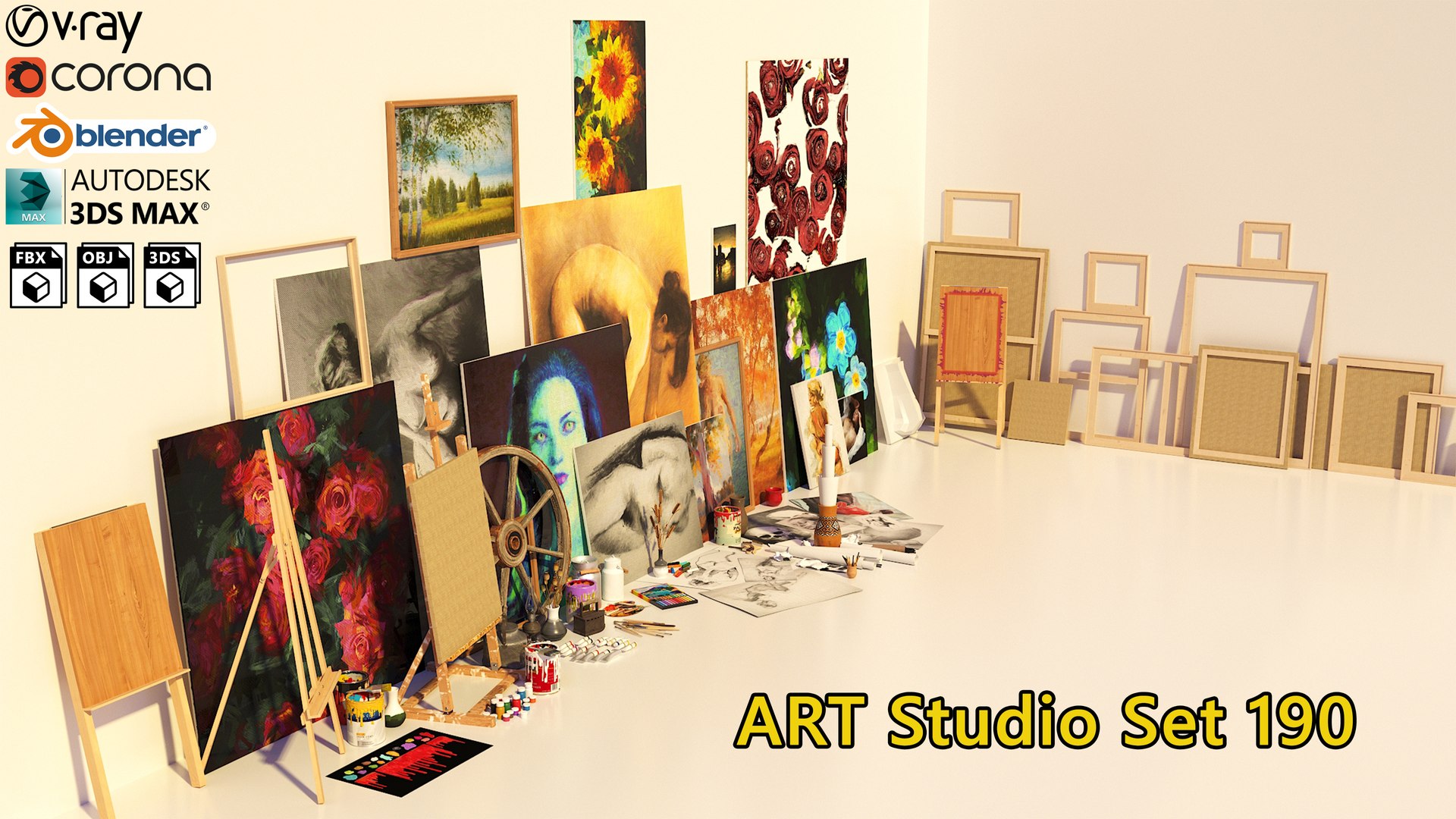 3D Model Artist Studio Set 190 - TurboSquid 1649657