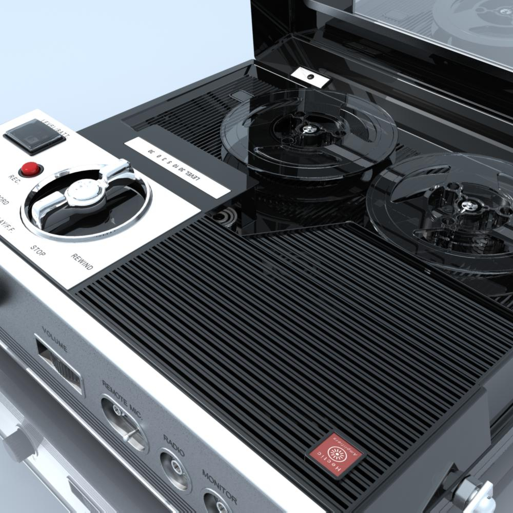 retro tape recorder player 3d model
