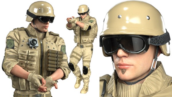 현실적인 Rigged Army-B 캐릭터 맨 3D 모델 3D 모델 - TurboSquid 2135848