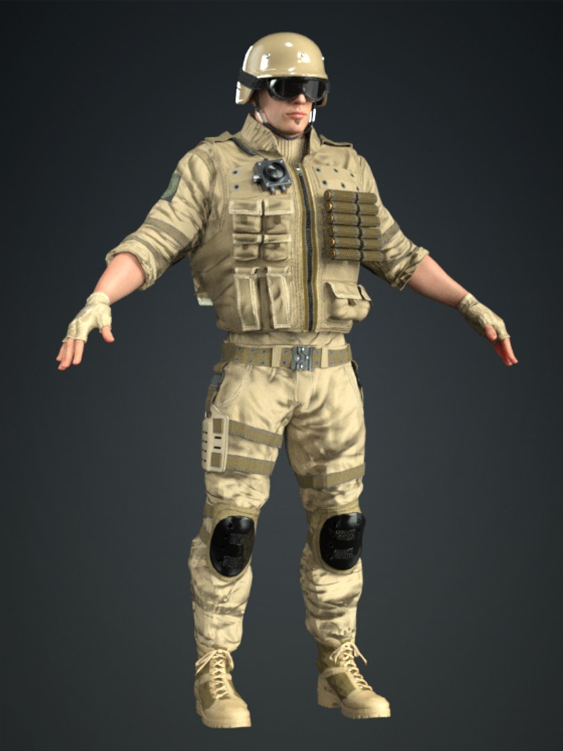 Realistic Rigged Army-B Character Man 3D Model 3D model - TurboSquid ...