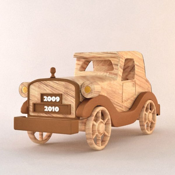 3d model wood cartoon car toy