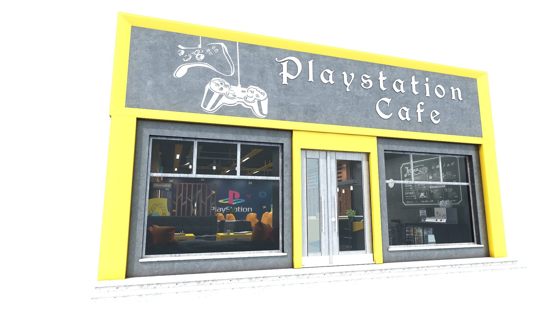 Realistic playstation cafe interior 3D - TurboSquid 1518798