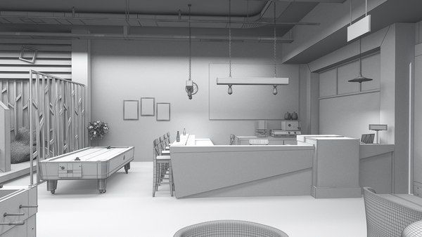 Realistic playstation cafe interior 3D - TurboSquid 1518798