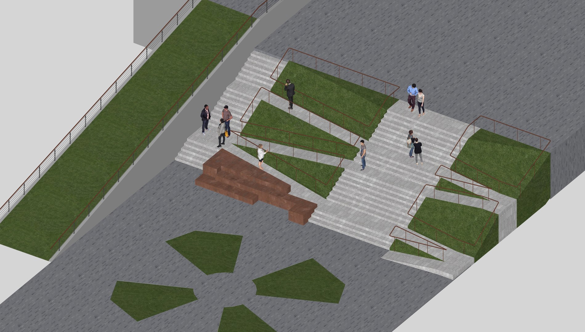 3D Modern Steps Multi Functional Steps Center Steps Business People ...