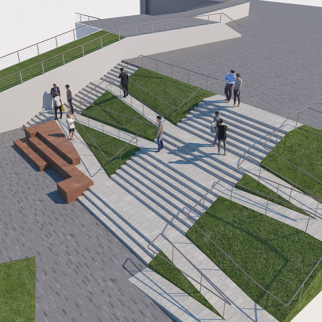 3D Modern Steps Multi Functional Steps Center Steps Business People ...