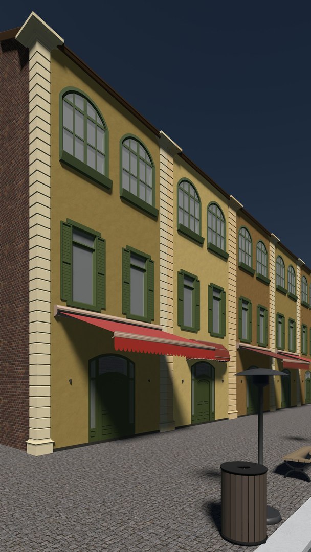 Vintage Row House Model - TurboSquid 2104314