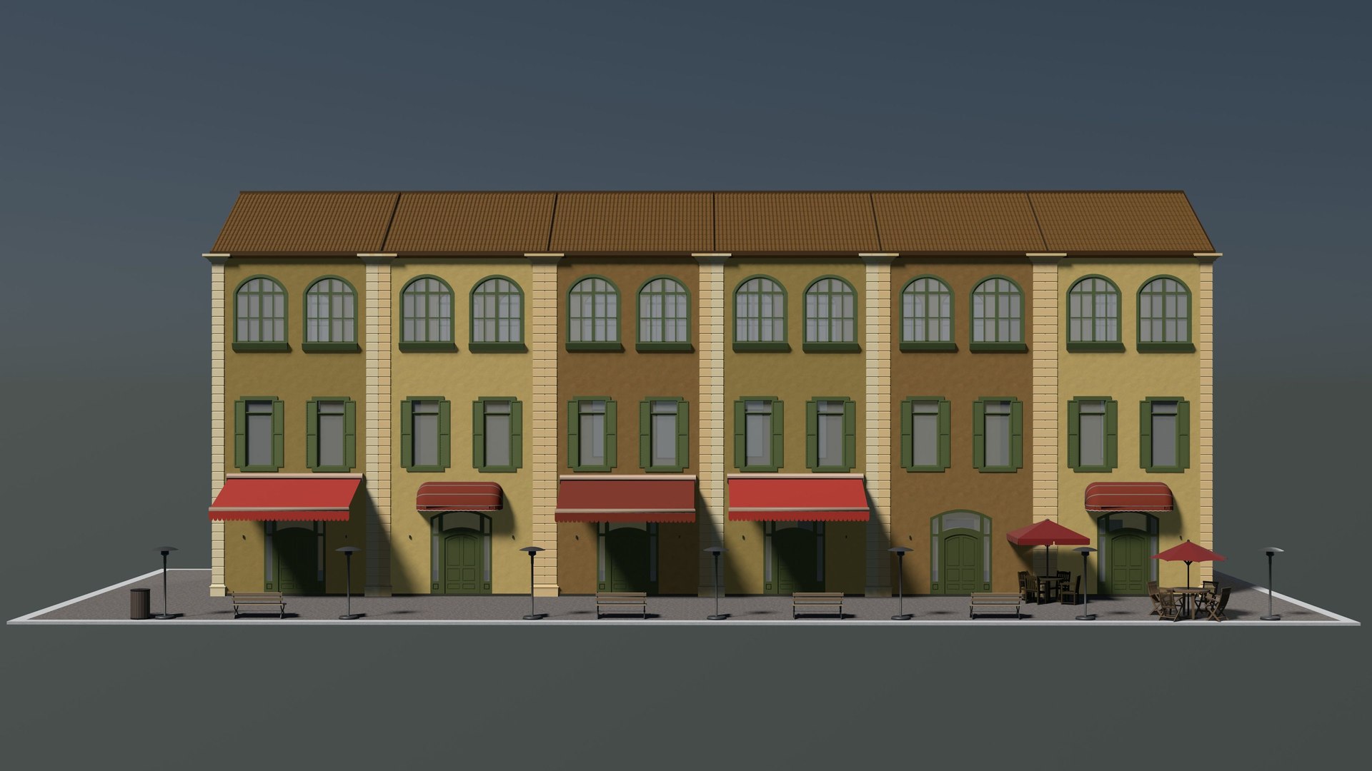 Vintage Row House Model - TurboSquid 2104314