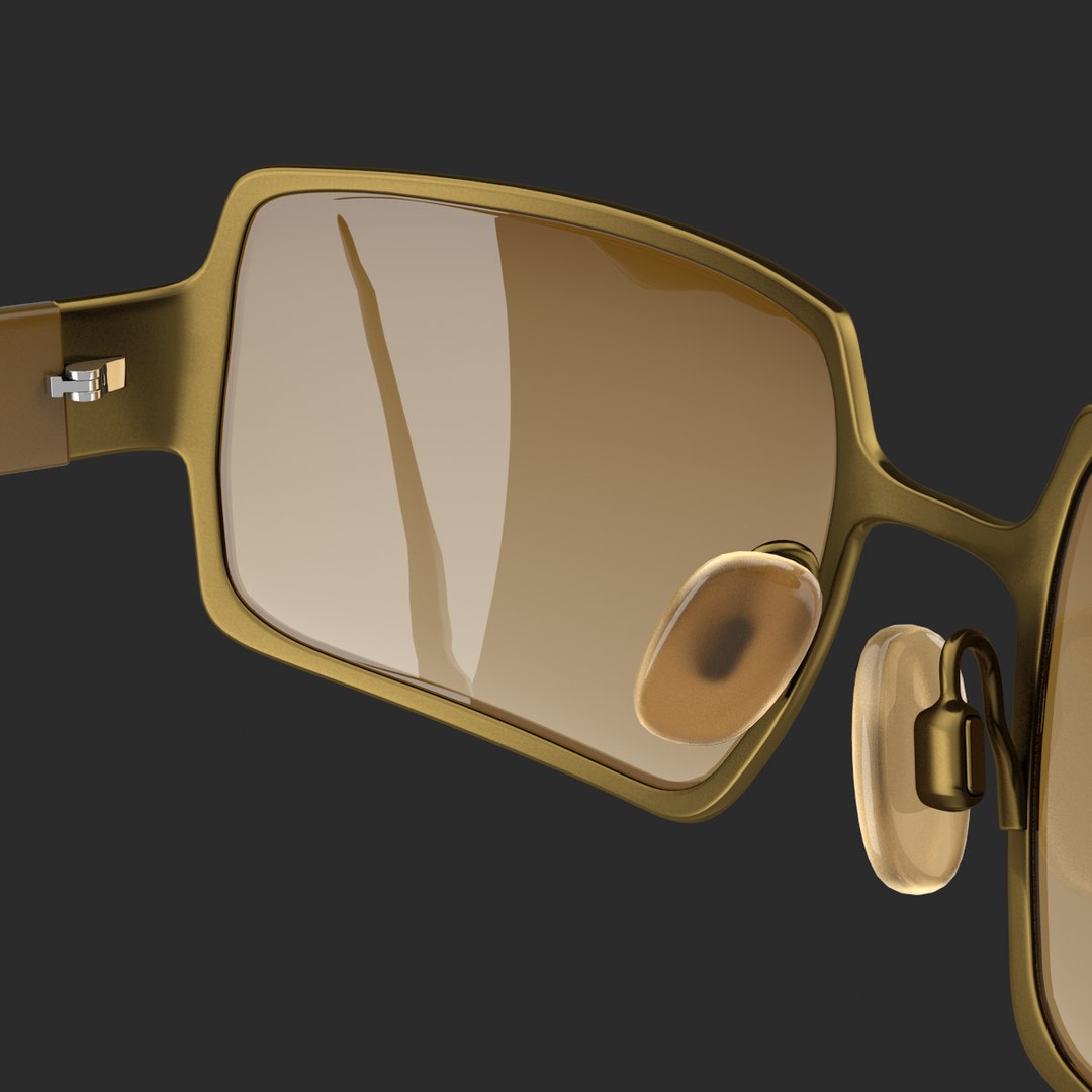 Realistic Golden Sunglasses 3d Model