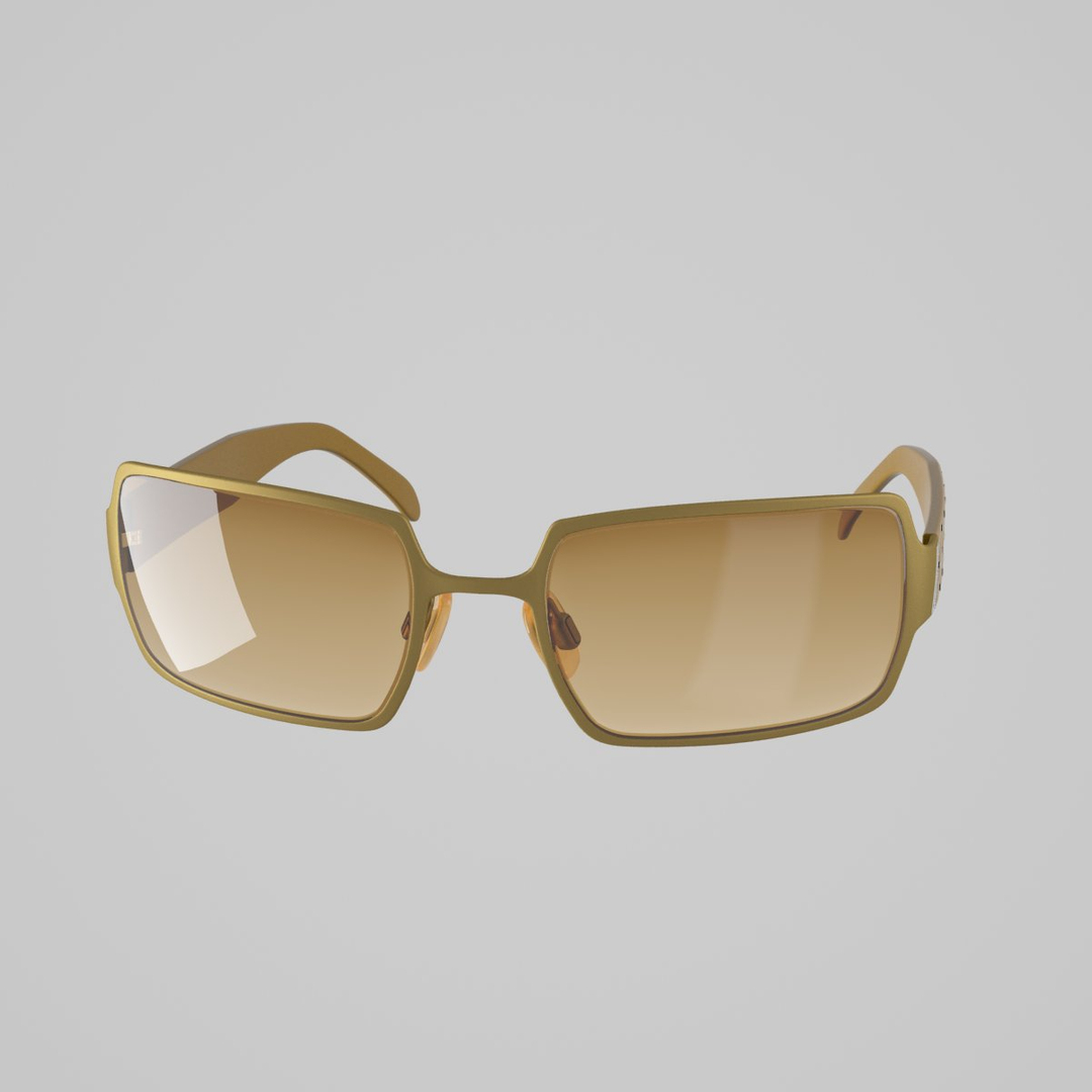 Realistic Golden Sunglasses 3d Model