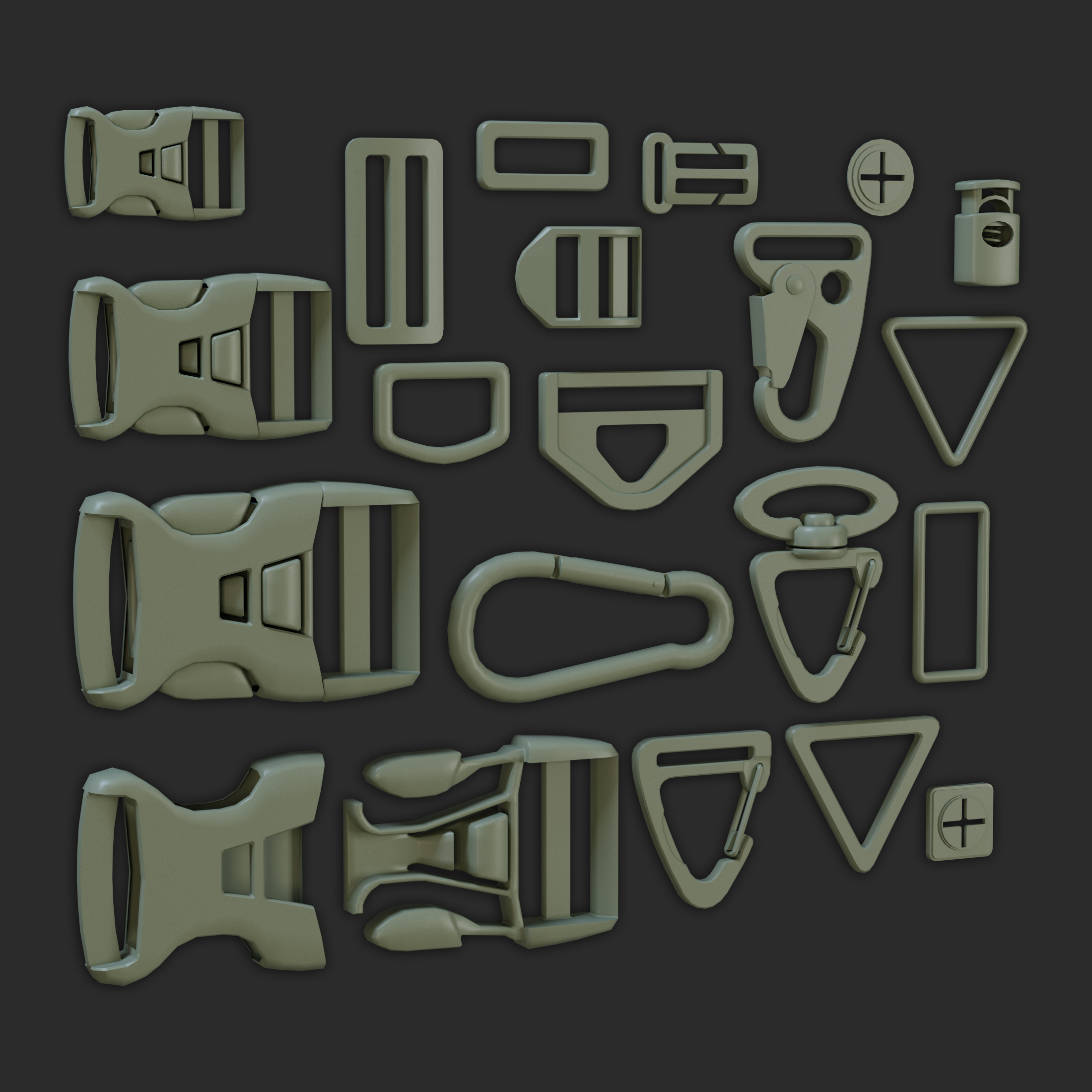 3D buckles kit model - TurboSquid 1813773