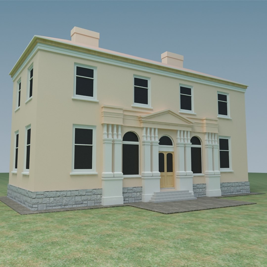 Small Town House Building 3d Model