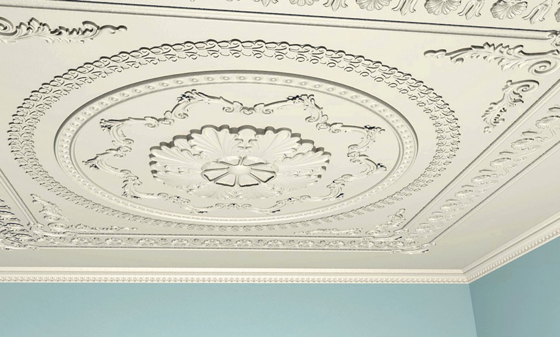 Ornamental Plaster Scrolls Ceiling 3d Model
