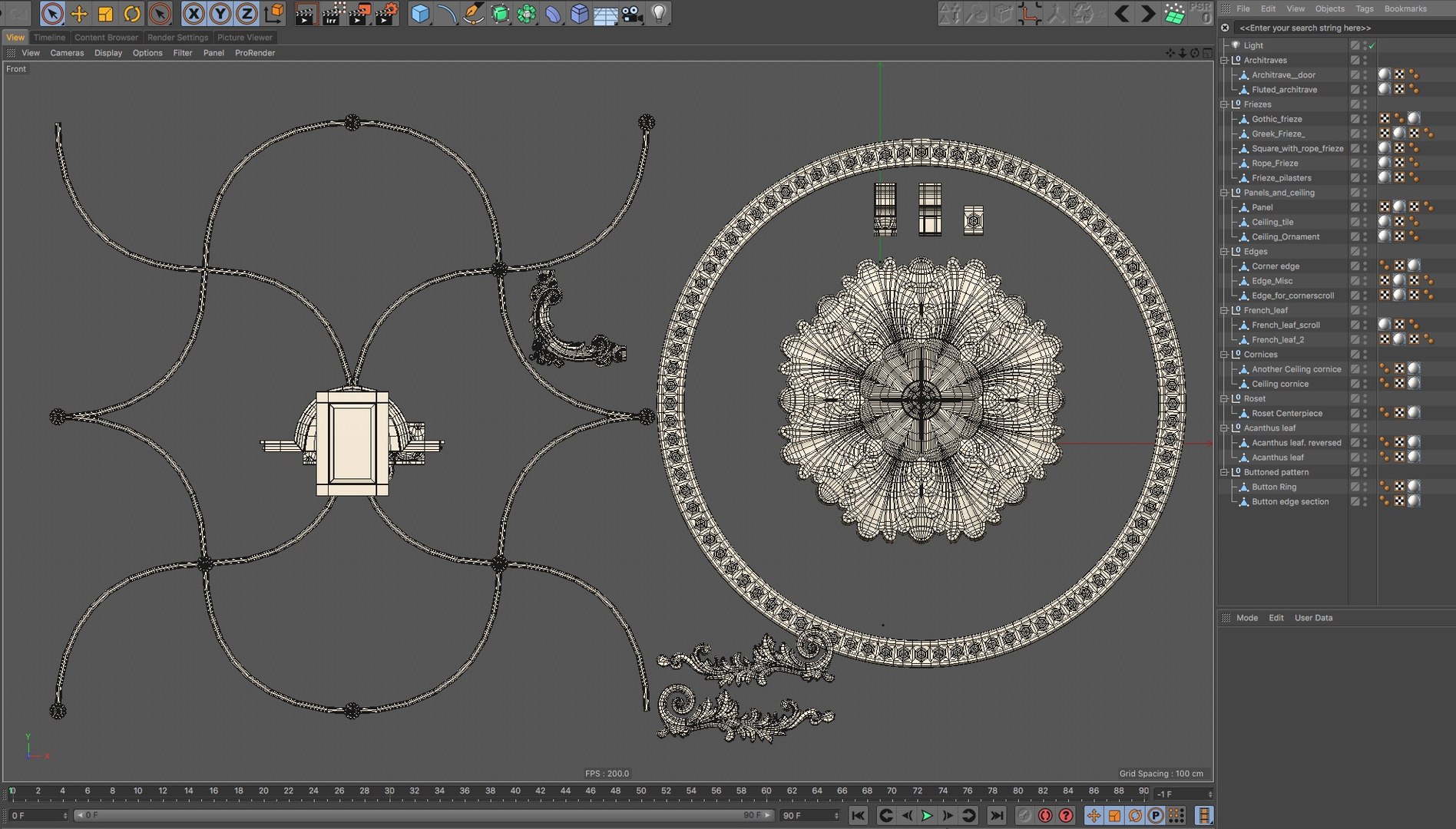 Ornamental Plaster Scrolls Ceiling 3d Model