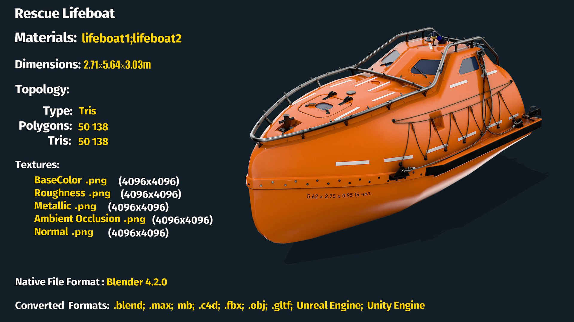 3D Freefall Lifeboat Model - TurboSquid 2257673