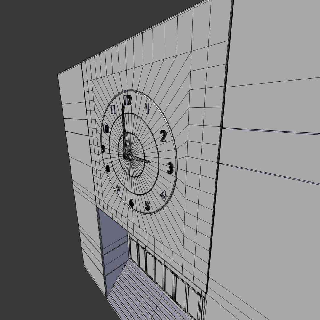Office Building Clock Scene 3d Blend