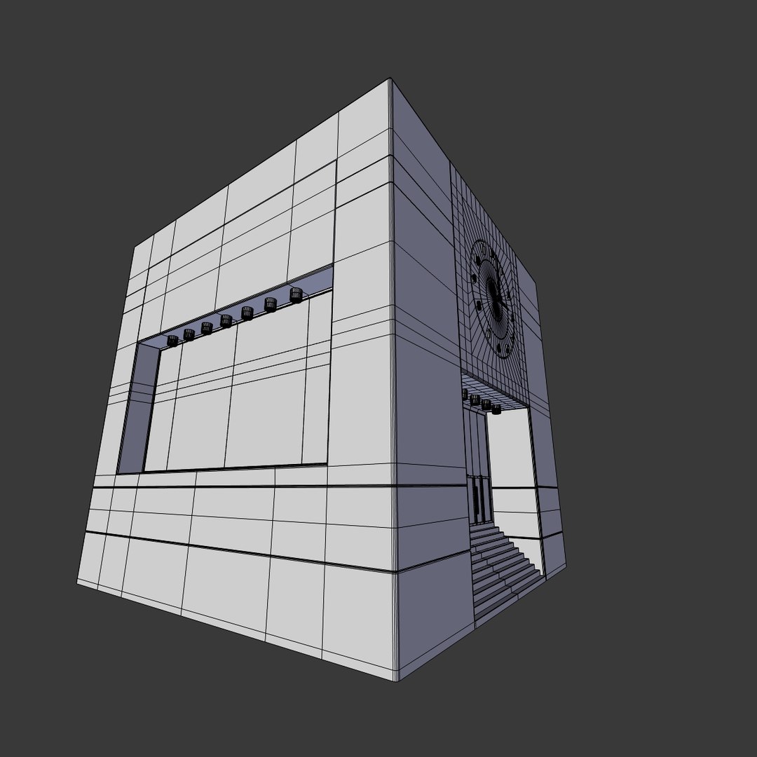 Office Building Clock Scene 3d Blend