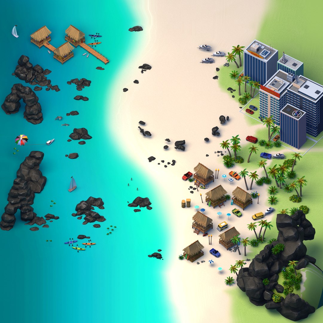3D Island Beach Model - TurboSquid 1364613