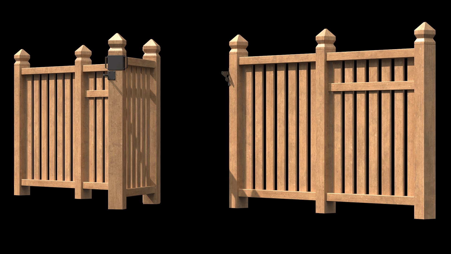 3D Wooden Fence Set PBR 06 - TurboSquid 2253334