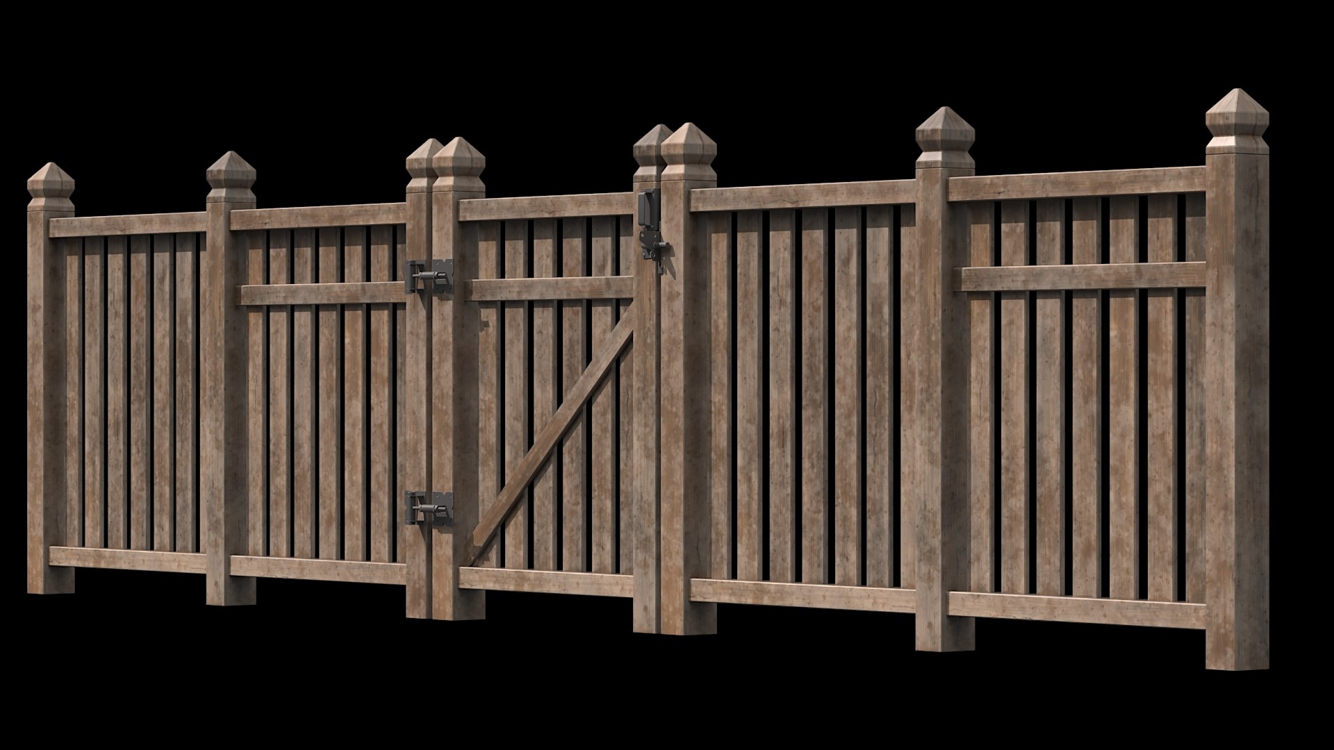 3D Wooden Fence Set PBR 06 - TurboSquid 2253334