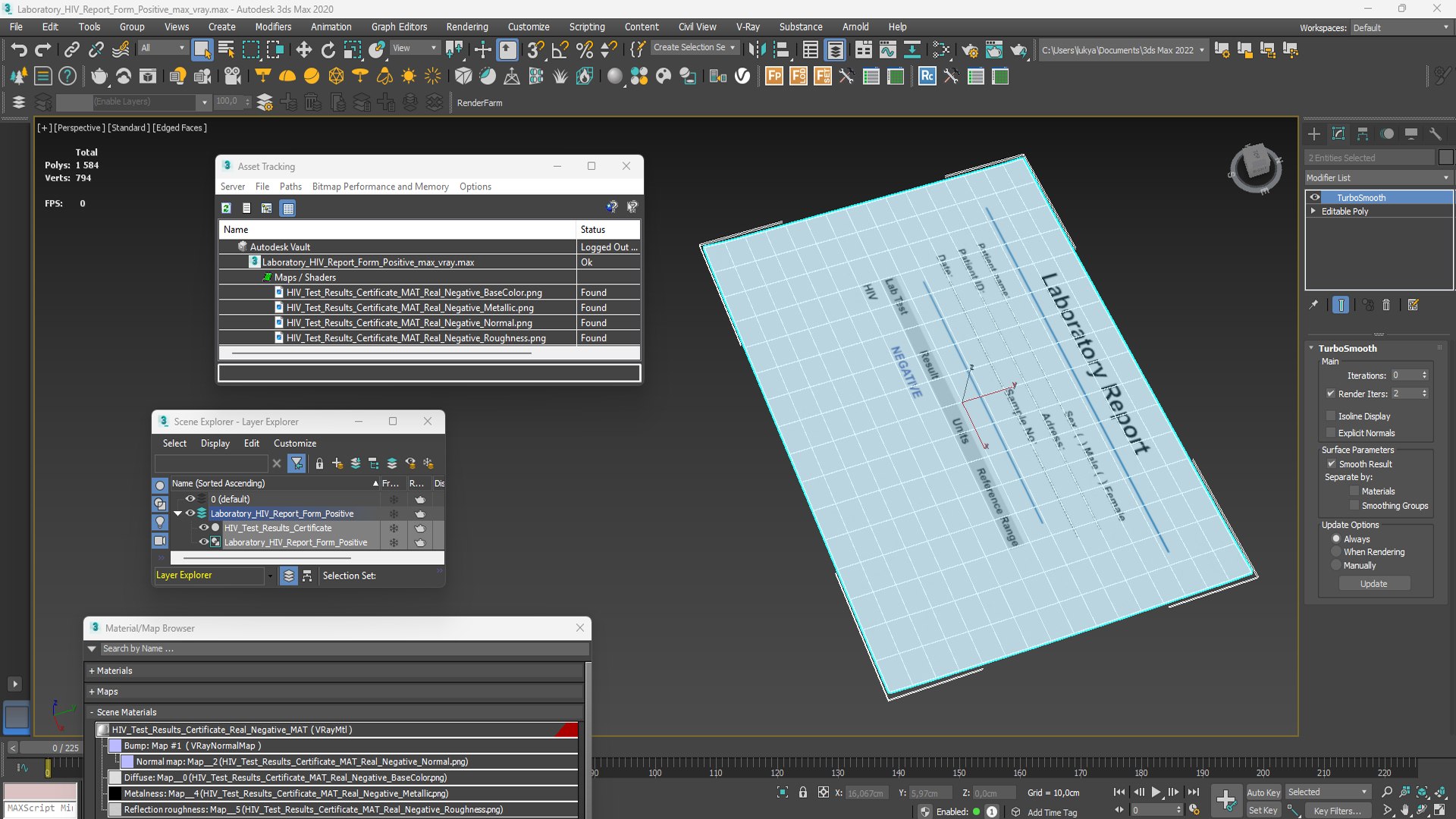 3D Laboratory HIV Report Form Positive - TurboSquid 2394936