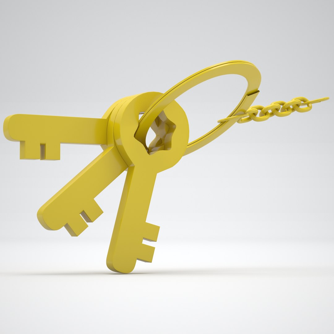Keychain With Plastic Yellow Keys 3D Model - TurboSquid 2380371
